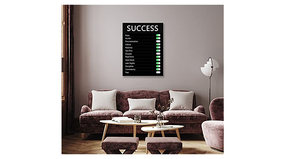 Inspiring Success Canvas Wall Art - Motivational Quote for Office & Home