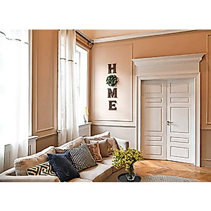 Mkono Farmhouse Wall Home Sign with Artificial Eucalyptus for O Rustic Wooden Home Hanging Letters Decorative Wall Art Wood Signs Decor for Living Room Kitchen Entryway Housewarming Gift, Brown