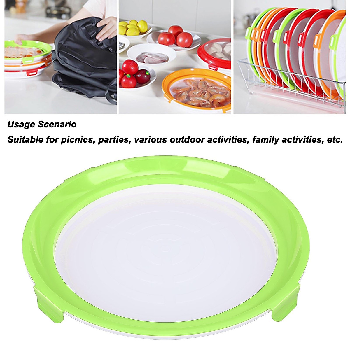 Food Preservation Tray, Stacking Food Storage Trays, Food Plastic Preservation Tray, Round Reusable Food Preserving Tray, Food Storage Containers for Food Preservation(Green)