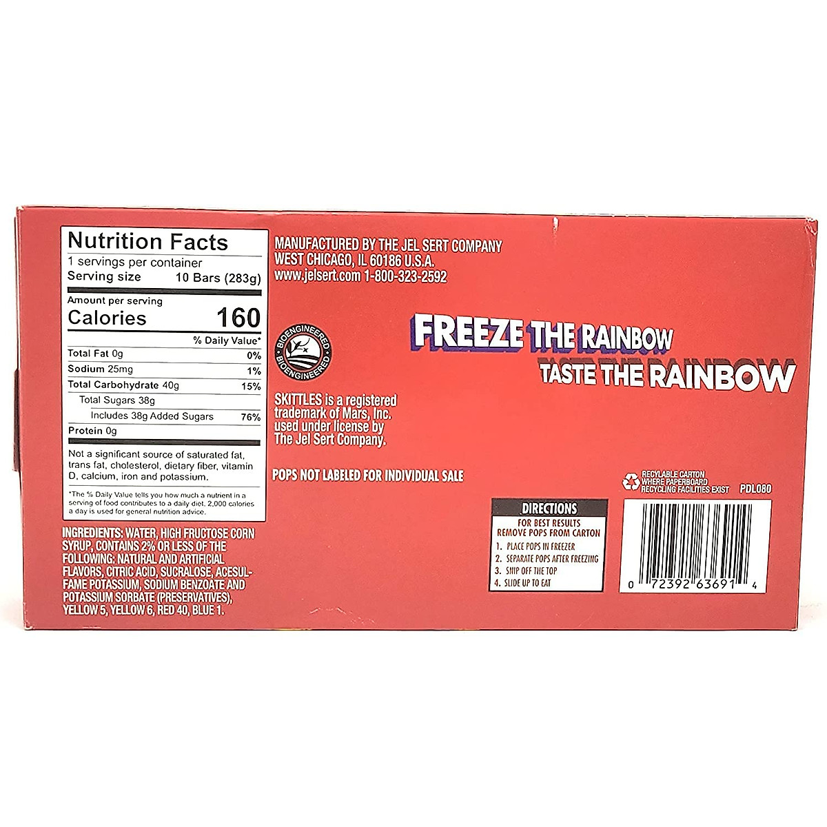 Skittles Freezer Pops ~10 freeze pop box ~ Lot of 2