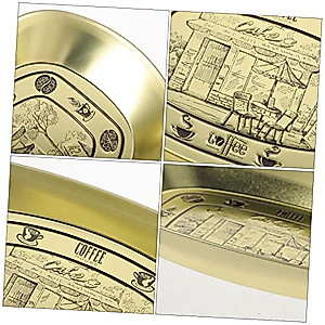 Cabilock Pastry Tray Cupcake Stand Tinplate Fruit Plate Golden Thicken Tray Decorative Tray Cake Plate Server