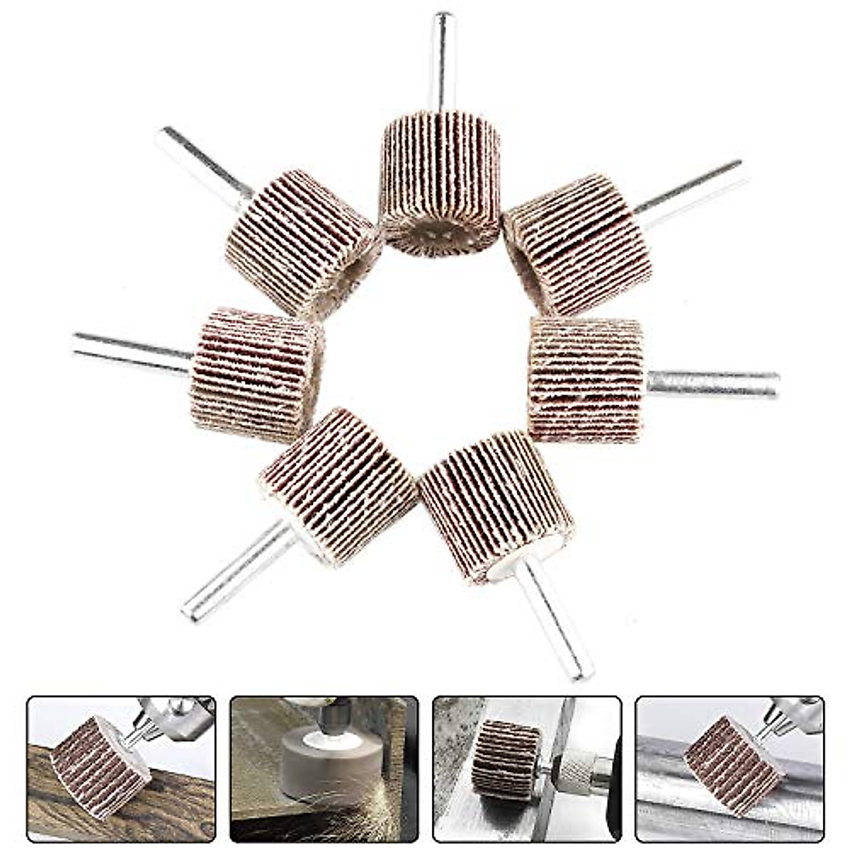 20Pack Abrasive Flap Wheel Sander，1" x 1" x 1/4" Shank Mounted Flap Wheels, 80 Grit Aluminum Oxide Sanding Flap Wheel for Rust Removal Deburring Polishing Satin-Finishing- Abrasive Grinding Tool