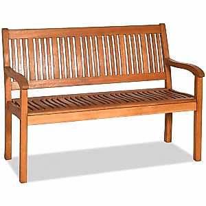 LDAILY Moccha Wood Outdoor Bench, Multi-use, Sturdy and Durable, Easy Assembly, Natural Teak Material, Ideal for Garden, Patio, Porch