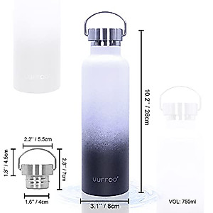 Stainless Steel Vacuum Flask, 750ML/25 oz Double Wall Vacuum Insulated Water Bottle, Portable Travel Vacuum Flask for Outdoor Sports Travel and Office.(Black）