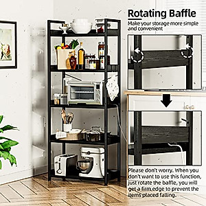 APPOLYN 5 Tier Bookshelf with 2 Hooks, Tall Bookcase, Modern Book Shelves Organizer, Bookshelves for Bedroom, Living Room and Home Office, Black