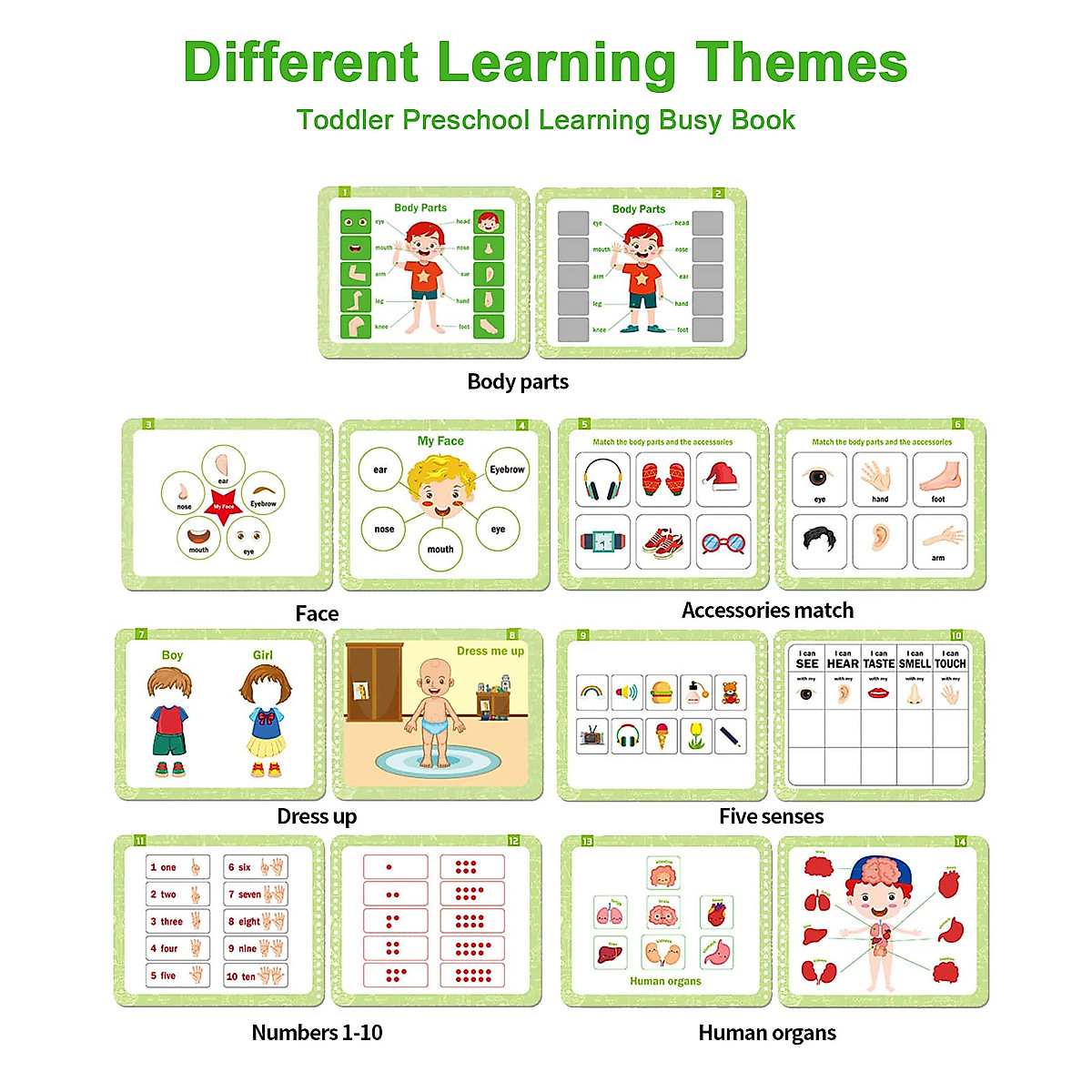 Montessori Toys for Toddlers, Body Learning Toys for Kids Toddlers, Learning Binder Sturdy Book Toddler Activity Educational, Early Learning Toys Book for 2 3 4 Year Old Boys & Girls