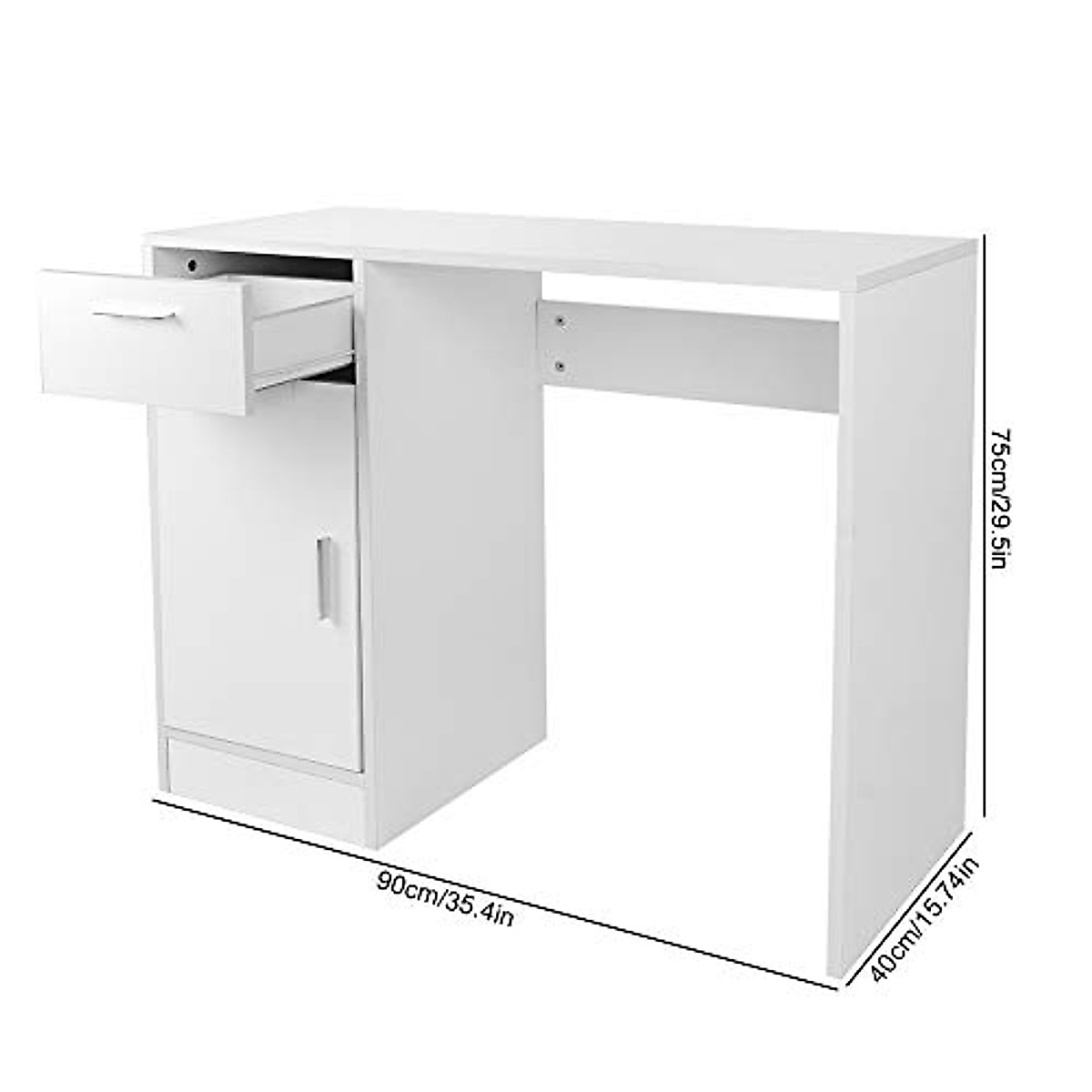 Zerone Desktop Table, 1 Drawer 1 Door Compact Computer PC Laptop Desk Table Workstation for Home Office Use(White)