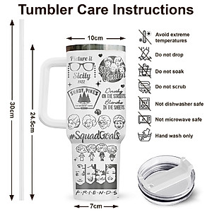 GEPOSTORE Movie Lover Gifts, Stay Golden Movie 40 oz Laser Tumbler Handle and Straw, Friends Movie Characters Tumblers Cup, Halloween Mug, Birthday Gifts for Best Friends