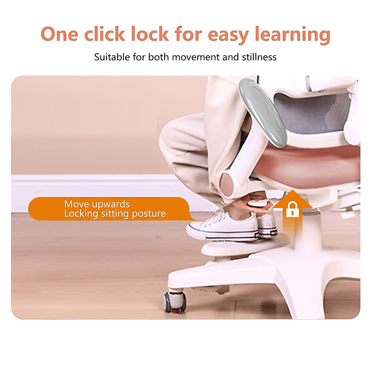 FCD Kids Desk Chair, Adjustable Height Study Chair with Adjustable Back Support, Thick Cushion Seat, Foldable Armrest and Adjustable Footrest (Blue)