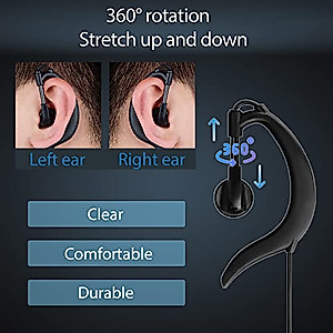 Retevis VOX Hands Free Walkie Talkie Earpiece with Mic, Coil Tube, G Shape Earhook, Compatible RT22 RT21 H-777 RT68 RT19 RT22S RB39 Two Way Radios, 2 Pin Two-Way Radio Earpiece(6 Pack)