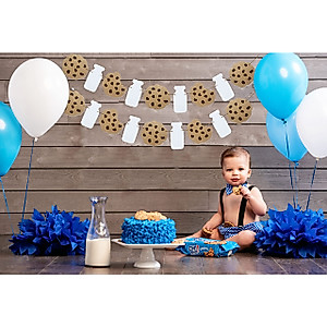 YLooDasy Cookies Milk Birthday Party Garland Cookie and Monster Happy Birthday Banner for Kids