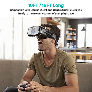 Froggen Link Cable Quest 2 Quest 1 [USB3.2/ 5Gbps] Nylon Braided Quest 2 Link Cable, High Speed Transfer & Fast Charge USB C Cable Compatible for VR Quest Headset and Gaming PC (10FT/3M)