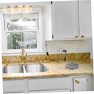 Hohopeti Flush Trash can Cover 8 inch Wide Trash can Kitchen Garbage can Garbage bin auto Trash can Metal Trash bin Recessed Counter Top Cover 430 Stainless Steel Wastebasket Clamshell Mini