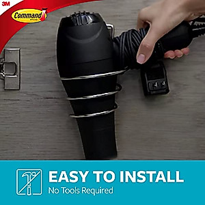 Command Bath Adhesive, 3 lb Capacity, BATH39-SN-ES Hair Dryer, Satin Nickel, 1-Holder, 2-Water-Resistant Strips, Organize Damage-Free, 0