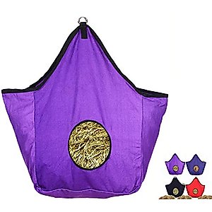 WESTRIDE Nylon Large Horse Hay Bag with D Ring Heavy Duty Extra Wide Width 19" L x 19" H x 12W(Purple)