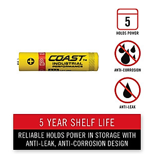 Coast 4 Pack AAA Industrial Performance Alkaline Batteries, High-Performance