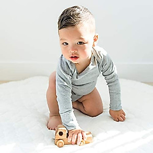 Goobie Baby Long Sleeve Classic Bodysuit Set with Fold-over Mitten Cuffs to Prevent Scratching, Soft 100% Cotton Onesie, Tagless Neck, 4 Pack (Gray, 3-6 Months)