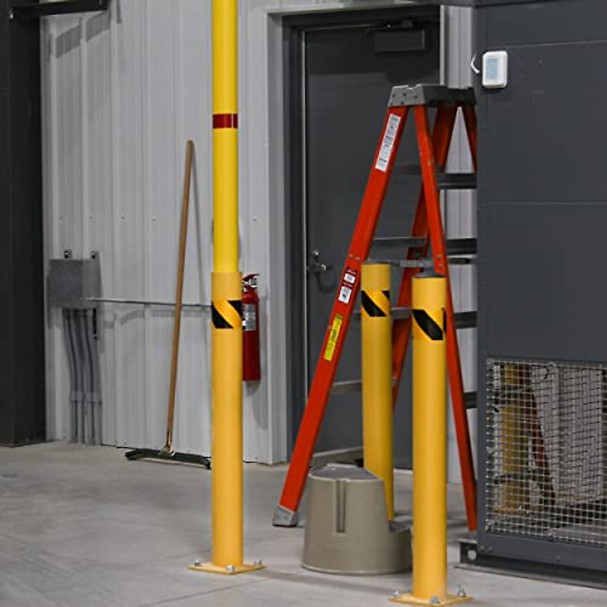 BISupply Safety Bollard Post Parking Barrier 1 Pack - 42in Yellow Pipe Bolt Down Bollard for Garage Lot