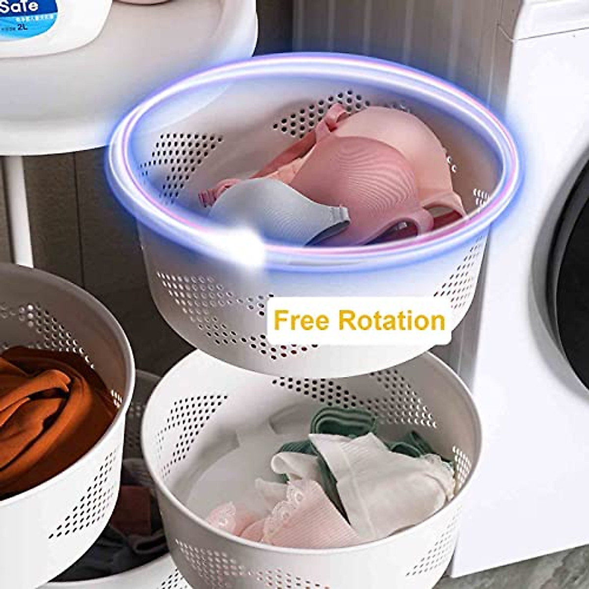 Multi-Layer Kitchen Storage Rack, Detachable Breathable Rotating Fruit Vegetable Organizer, with Lockable Casters, for Kitchen Bedroom, Bathroom,3 Tier