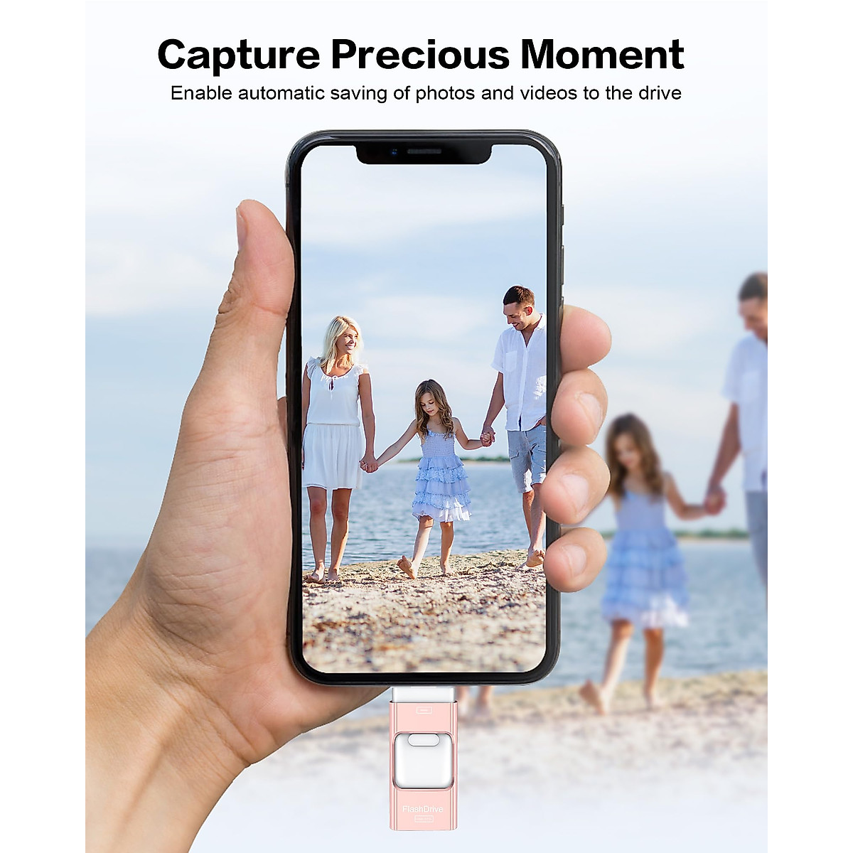 Flash Drive for iPhone 256GB, Photo Stick Thumb Drive USB Stick High Speed Transfer USB Drives External Storage Memory Expansion for iPhone/iPad/PC/Laptop (Pink)