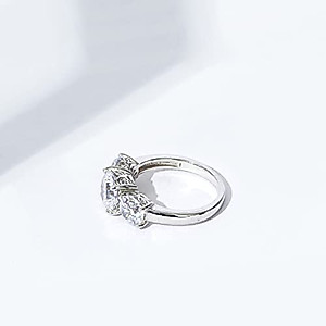 Amazon Essentials Platinum-Plated Sterling Silver Round 3-Stone Ring made with Infinite Elements Cubic Zirconia (4 cttw), Size 7, (previously Amazon Collection)