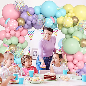 Pastel Donut Balloon Arch Garland Kit, 162pcs Donut Two Sweet One Birthday Party Supplies Girl Pastel Sprinkle Confetti Candy Ice Cream Foil Balloons for First Birthday Party Baby Shower Decorations