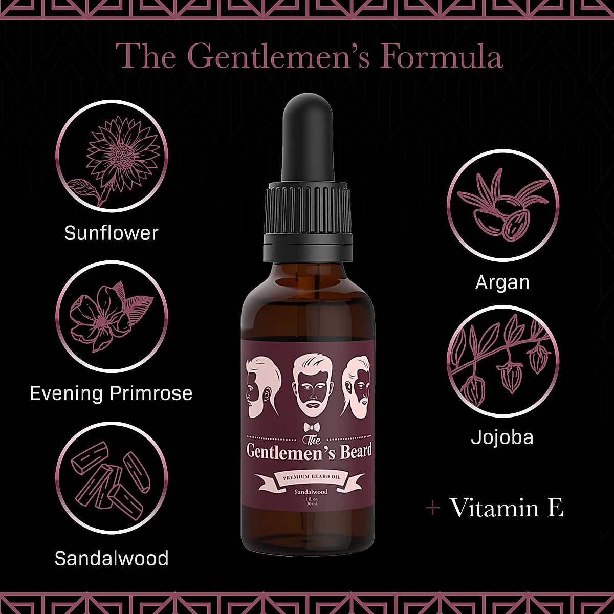 The Gentlemen's Beard Oil - Sandalwood - Conditioner Softener - All Natural - Softens, Strengthens and Promotes Beard & Mustache Growth - Leave In Conditioner