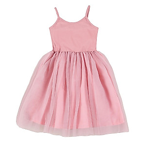 Baby Girls Tutu Dress Sleeveless Infant Toddler Sundress Tulle Bubble Solid Color (Pink, 4-5T)