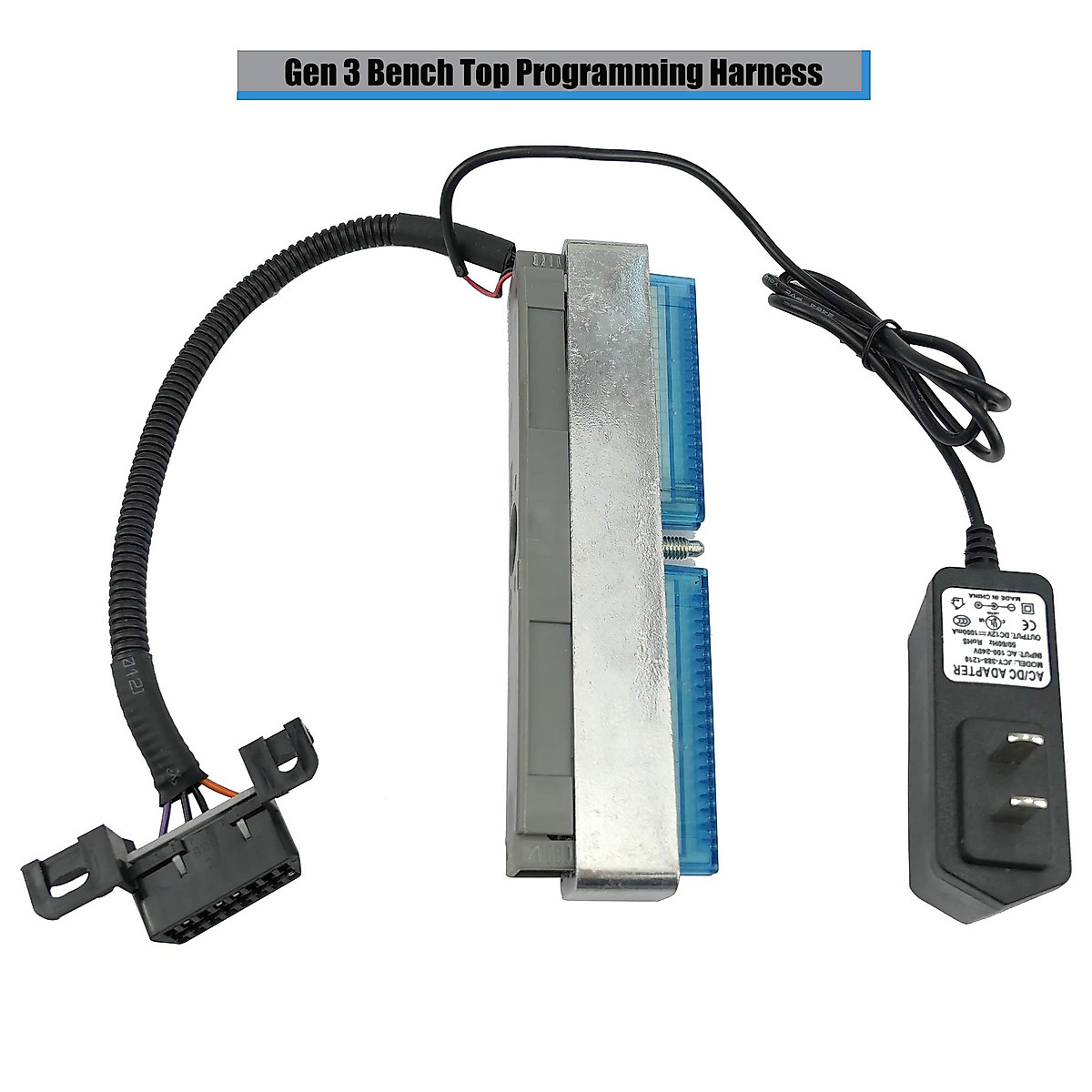 LS Gen 3 ECM Engine Programming Control Module Reader Diagnostic PCM Bench Harness w/Power Supply Fits for GM Chevy All Blue/Red & Blue/Green 1999-2007, OBD2 Port, 18 Gauge, 12 Volt