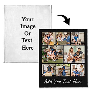 Customizable Blanket for Family Customized Blankets with Photos Text Personalized Picture 8 Photos Collages Throw Blankets Custom Blanket Gift for Adults, Family, Friends, Lovers, Dog