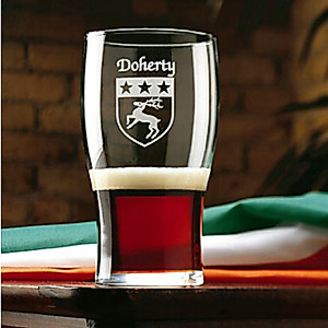 O'Brien Irish Coat of Arms Tavern Glasses - Set of 4 (Sand Etched)