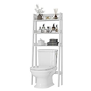UTEX 3-Shelf Bathroom Organizer Over The Toilet, 3-Tier Bathroom Shelf Over The Toilet, Bathroom Spacesaver (White)