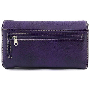 Zelris Western Cross Daisy Flower Women Crossbody Wrist Trifold Wallet (Purple Violet)