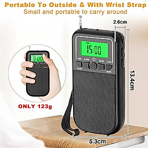 Portable Radio AM FM SW, Transistor Radio with LED Flashlight, 2AA Battery Operated Radio for Long Range Reception, Emergency Pocket Walkman Radio for Indoor, Outdoor,Walk,Jogging,Gym,Camping