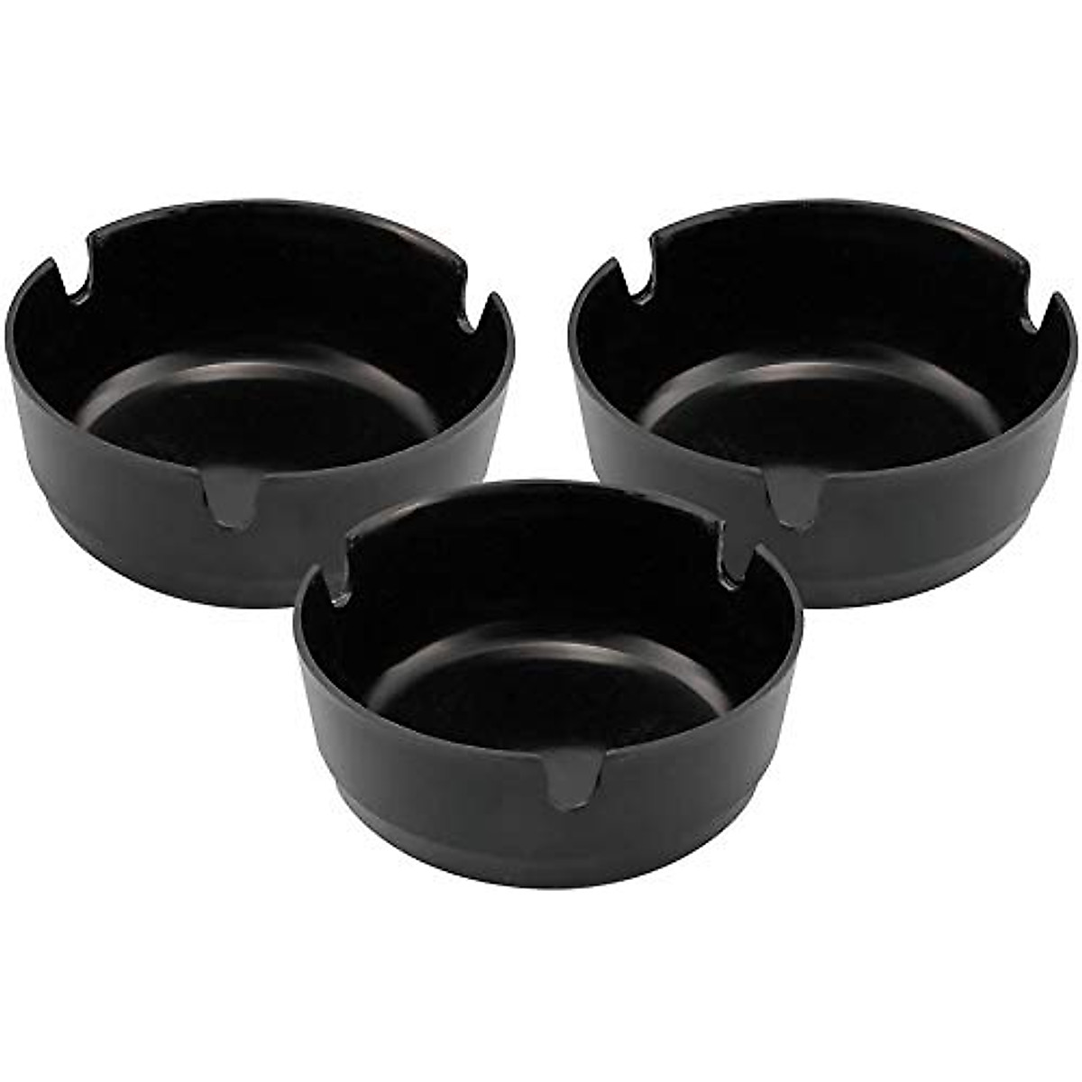 Black Duck Brand Set of 3" Round Plastic BPA Free Ashtrays; Multiple Colors Available! (6 Pack, Black)
