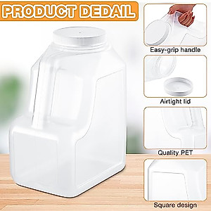 Gejoy 8 Pcs 1.2 Gallon Clear Plastic Gallon Jar with Handle and Airtight Lid Water Jug Square Empty Storage Containers Wide Mouth Gallon Jugs for Home Restaurant Residential Commercial Use