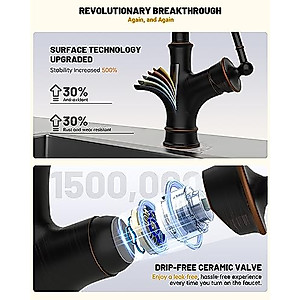 APPASO Kitchen Faucet with Pull Down Sprayer, Oil Rubbed Bronze Single-Handle High Arc Single Hole Pull Out Kitchen Sink Faucets with Escutcheon