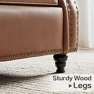 Dreamsir 79 Traditional Faux Leather Sofa Couch with Nailhead Trim, Classic 3-Seater Sofa with Rolled Arm for Living Room, Bedroom, Apartment, Easy Assembly (Brown) 5023