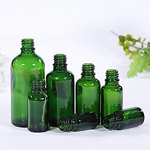 Mggsndi Empty Amber Bottle Glass Essential Oil Liquid Aromatherapy+Dropper Cap Tool - Easy to Use and Clean for Storing Chemistry and Laboratory Chemicals, Perfumes Green 30ml