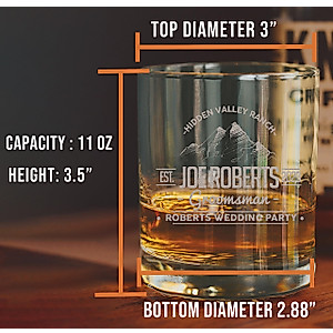 Personalized Etched 11oz Whiskey Glass - Custom Engraved Bourbon Christmas Gifts for Men, Dad Scotch Drinking Birthday Glasses, Groomsmen, Liquor Cocktail Rocks Old Fashioned, Ramsey