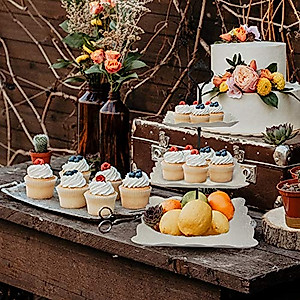Lucky Will 3 Tier Cupcake Stand Plastic Tiered Tray Dessert Cakes Snacks Display Tower Tray for Halloween Wedding Birthday Party Tea Party (Black New Crown,Square)