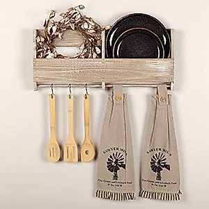VHC Brands Sawyer Mill Charcoal Kitchen Hand Towel Set Vintage Windmill Cotton Muslin Tea Towels