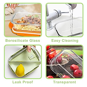 ZRRHOO 10 Pack Orange Food Storage Container Set, Glass Meal Prep Containers with Lids (Built in Vent), Airtight Bento Boxes for Microwave, Oven, Freezer and Dishwasher, BPA Free & Leak Proof