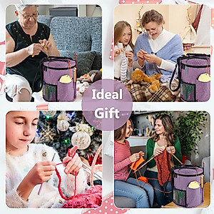LINZHEAXY Knitting Bag,Large Capacity Crochet Bag,Travel Yarn bag,Yarn Organizer for Crochet Accessories and Supplies,Crochet bag Organizer,Yarn Storage bag with Shoulder Strap-Only bag.(Purple)