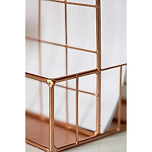 Blu Monaco Rose Gold Desk Organizer - Mail Organizer - 2 Tier Mail Basket - Metal Mail Sorter Inbox - Desk Accessories Women Office
