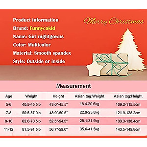 Girls Princess Funny Christmas Nightgowns Pajamas Dress Size 9 3D Graphic Printed Cat Nightdress Sleepwear for Family Party 9-10 T