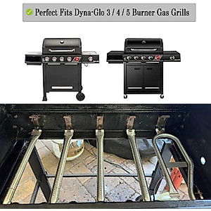 Grill Parts for Dyna-Glo Dyna-Glo 5 Burner DGH474CRP DGH483CRP DGH485CRP, Dyna-Glo 4 Burner DGH450CRP Dyna-Glo 3 Burner DGH373CRP, Porcelain Heat Plate Stainless Steel Burner for Revoace GBC1793W
