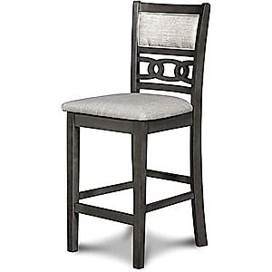 New Classic Furniture Gia Drop Leaf Counter Table with Two Chairs, 42-Inch, 42.25" Set, Grey