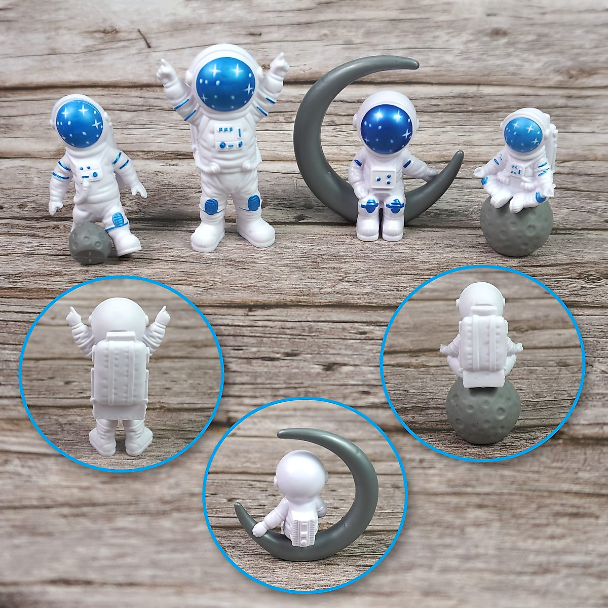 34 PCS Space Cake Toppers Outer Space Astronaut Figurines Planet Satellite Balls and Stars Kids Space Theme Decorations for Birthday Party Supplies Baby Shower (Planet)
