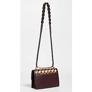 Tory Burch Women's Miller Basketweave Small Flap Shoulder Bag, Tempranillo Mix, Brown, One Size